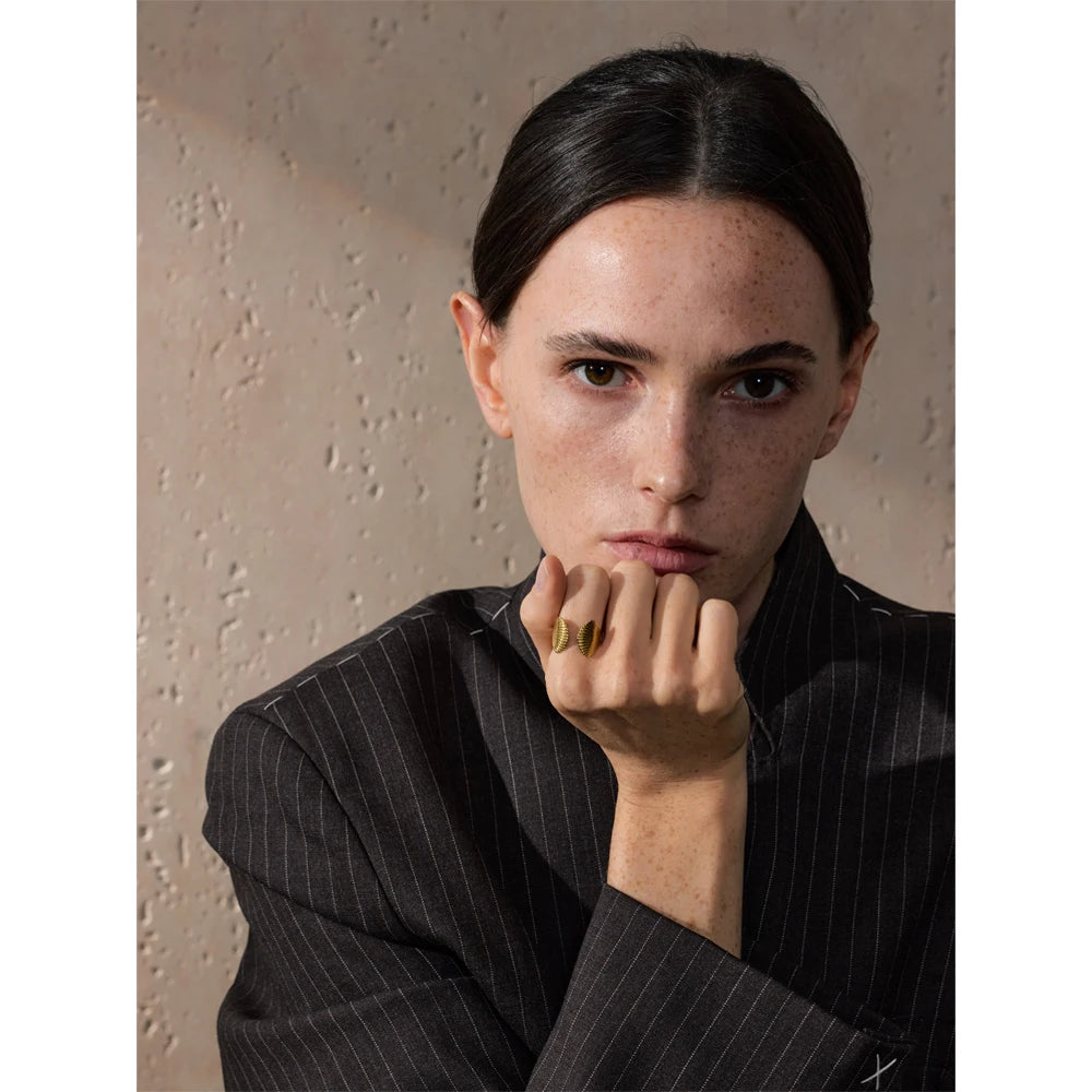 Shell Stripe Open Adjustable Ring