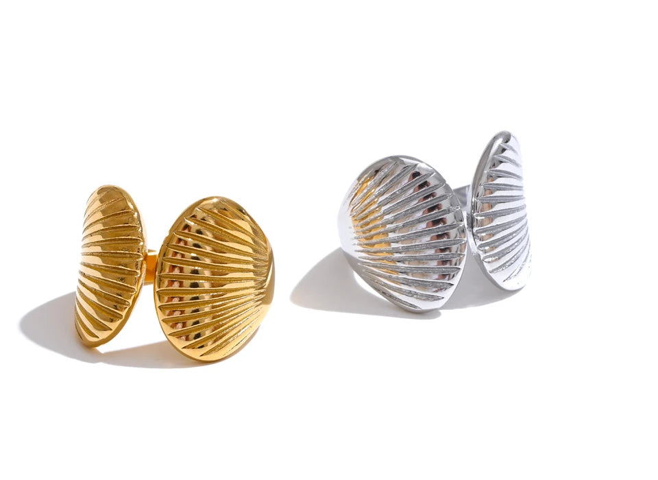 Shell Stripe Open Adjustable Ring