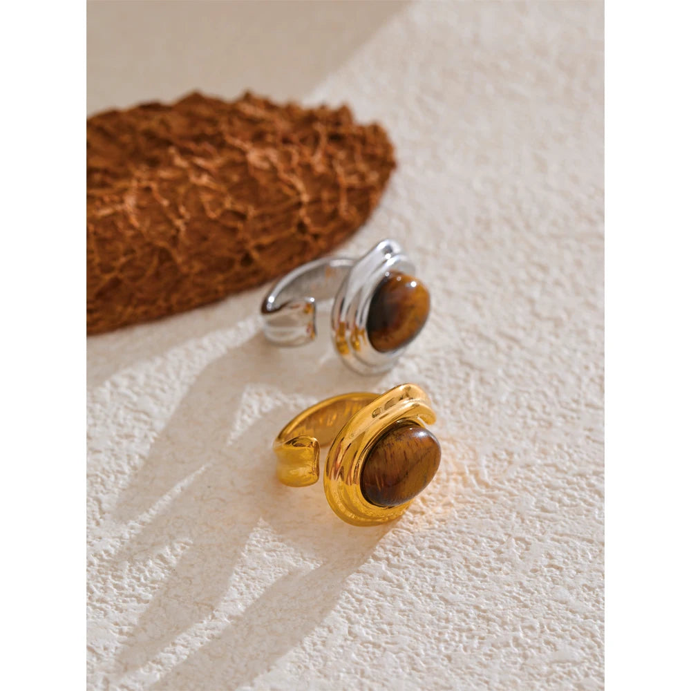 Natural Tiger Stone Ring